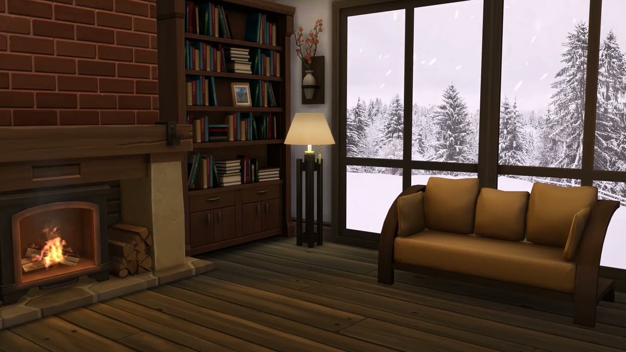 Cozy Winter Ambience | Fireplace and Snow Storm Sounds - YouTube