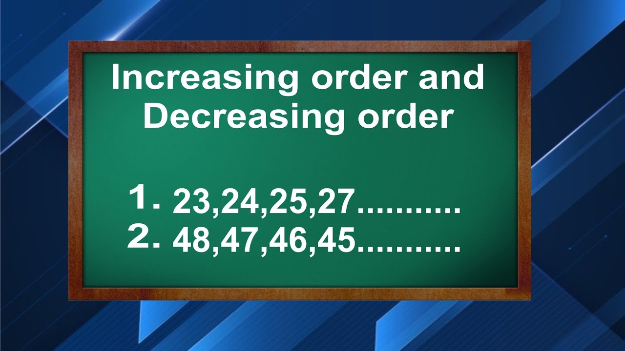 Increasing and Decreasing order | Class-1 | Subject-Math | Poonam Saini ...