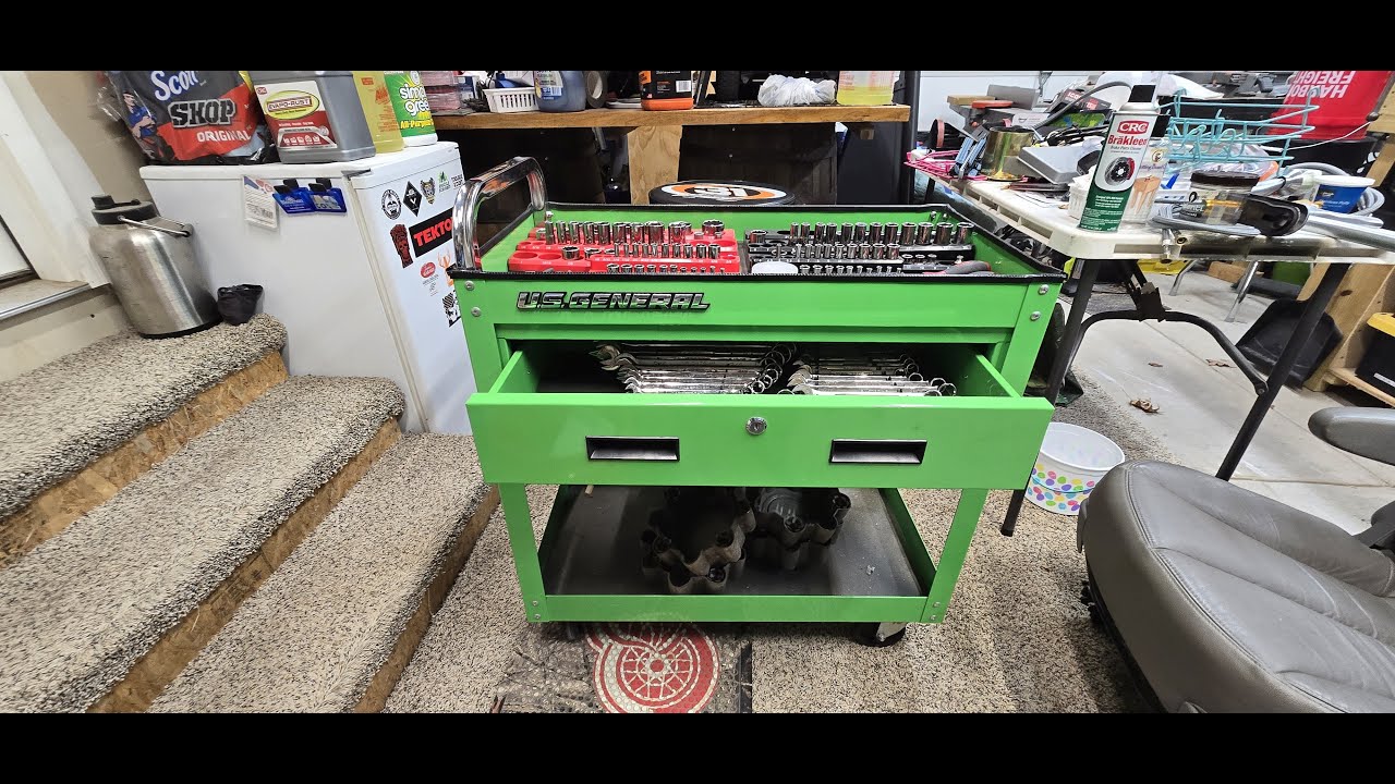US GENERAL SINGLE DRAWER CART WITH TOOLS AND MODS - YouTube