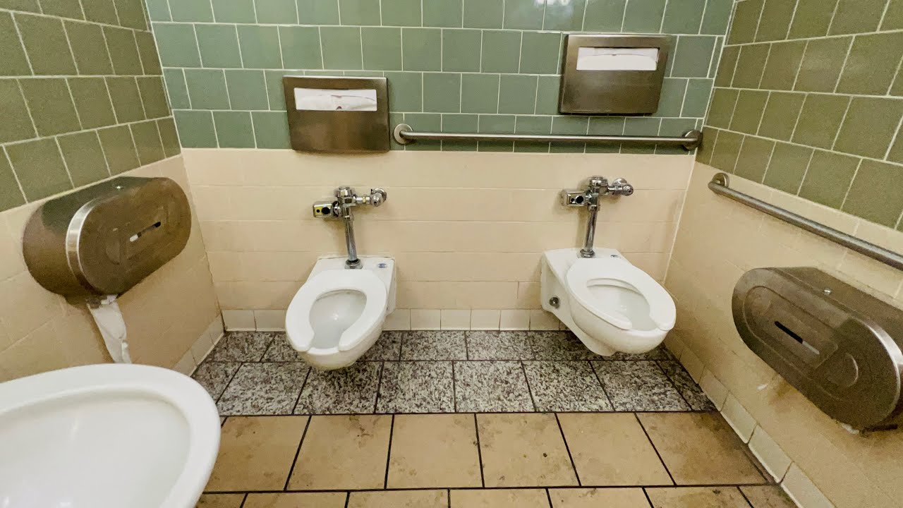 Double American Standard Toilet Flush in Family Restroom | West Covina ...