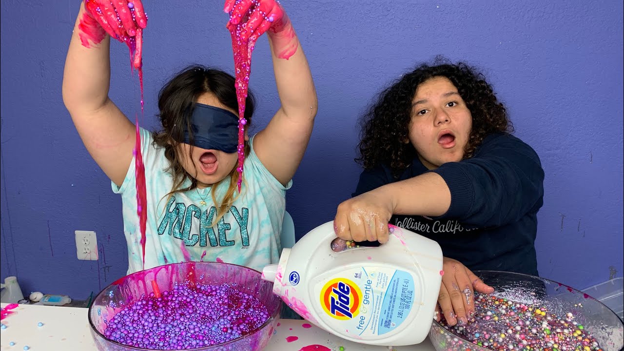 Mary CHEATED!!! Blindfolded Slime Challenge! - YouTube