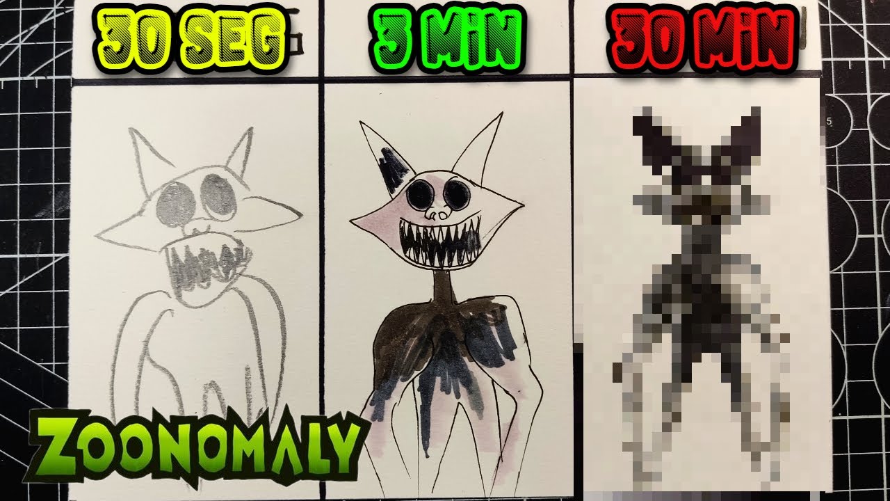 Dibujando MONSTER FOX en 30 seg, 3 min, 30 min | SPEED DRAWING ...