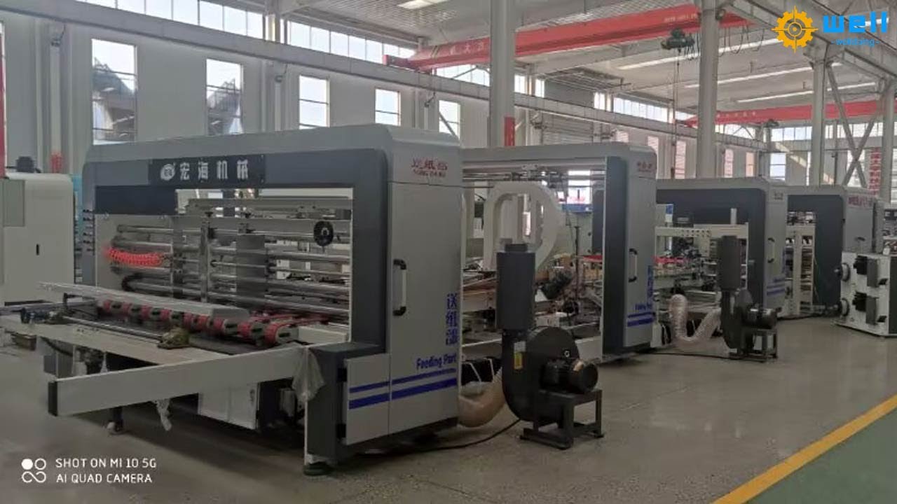automatic corrugated box stitching machine Welldoing - YouTube
