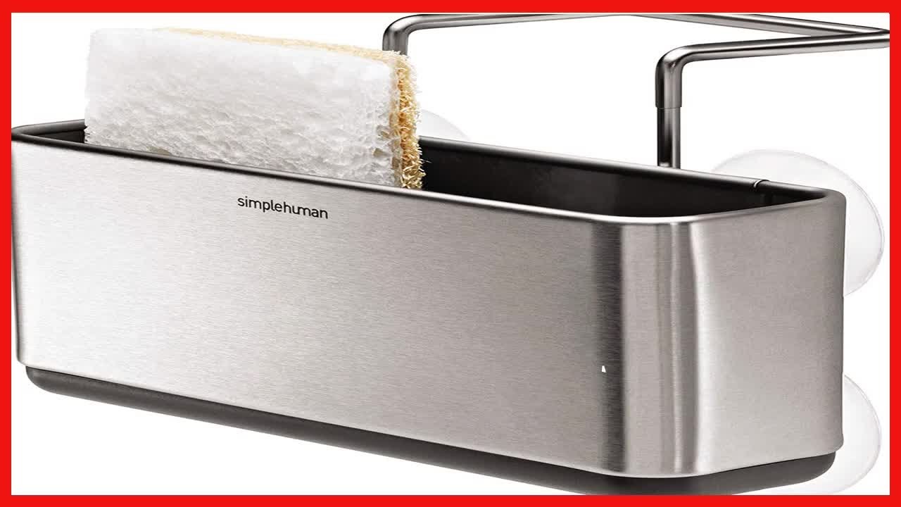 simplehuman Slim Sink Caddy Sponge Holder, Brushed Stainless Steel ...