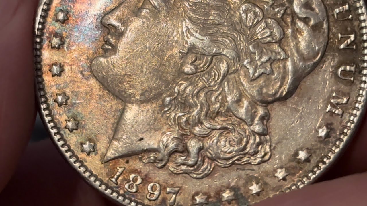 United States 1897 P Morgan Dollar Silver Coin with Golden Color Toned ...