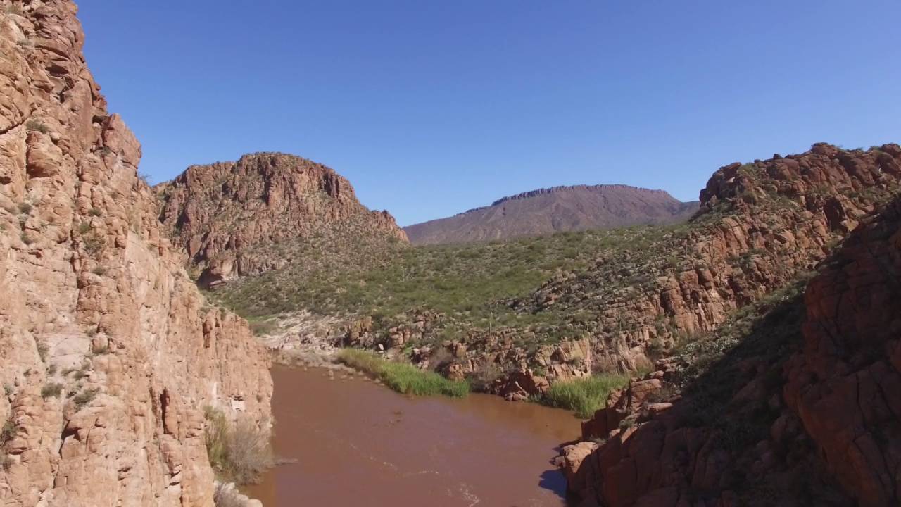 Aerial: Upper Salt River near Roosevelt, Arizona - YouTube