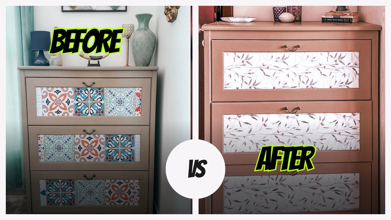 How to up-cycle furniture in budget / chest of drawer makeover - YouTube