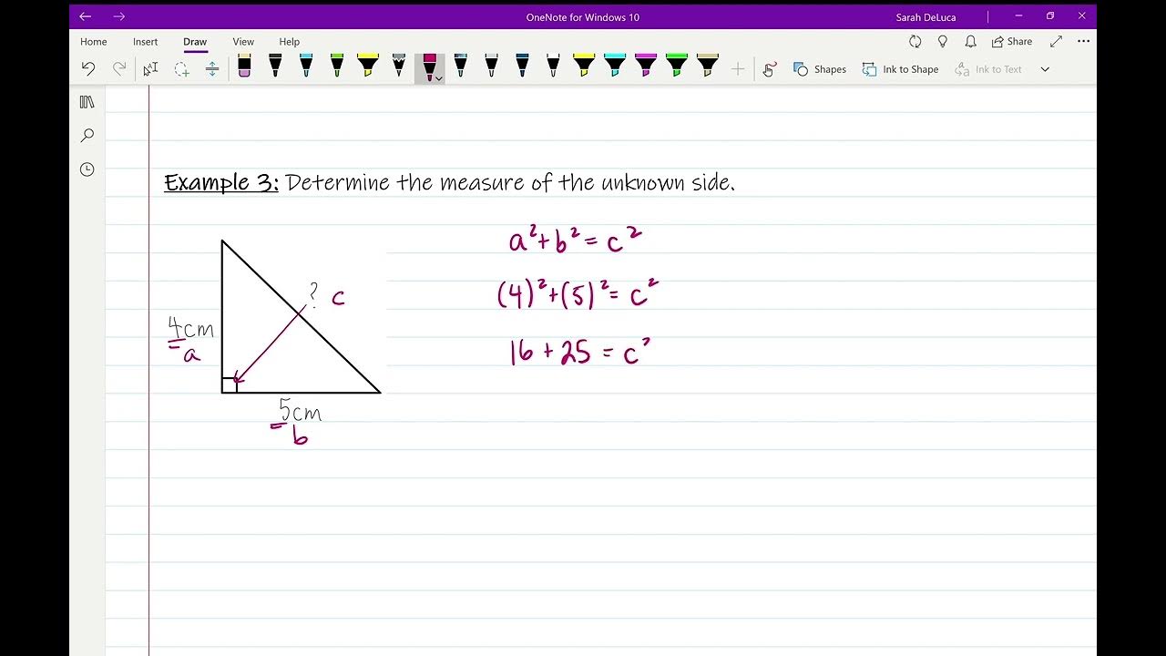 Pythagorean Theorem Example 3 Determining the Length of the Hypotenuse - YouTube