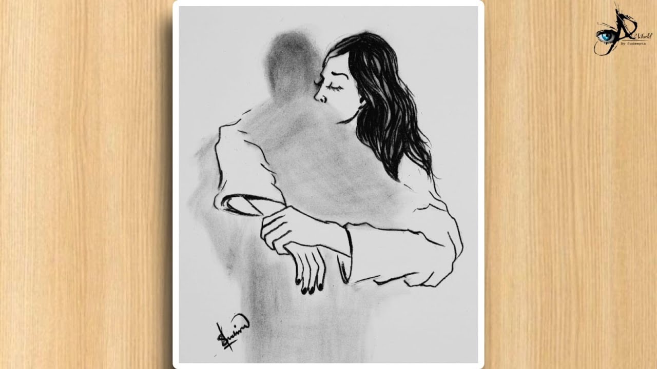 Miss You - How to draw pencil sketch || A girl is hugging a man - YouTube
