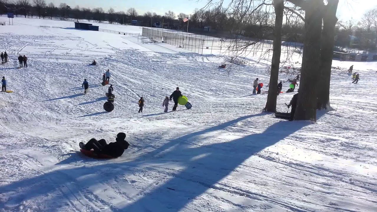 Sledding at Herricks HS - YouTube