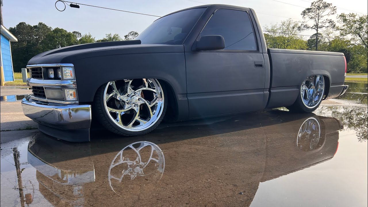 Tuckin 24x12s on a bagged 88-98 Silverado…narrowing axle and Lil Shop ...