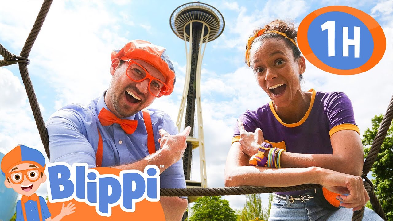 Blippi Climbs the Space Needle | Vehicles For Children | Educational ...