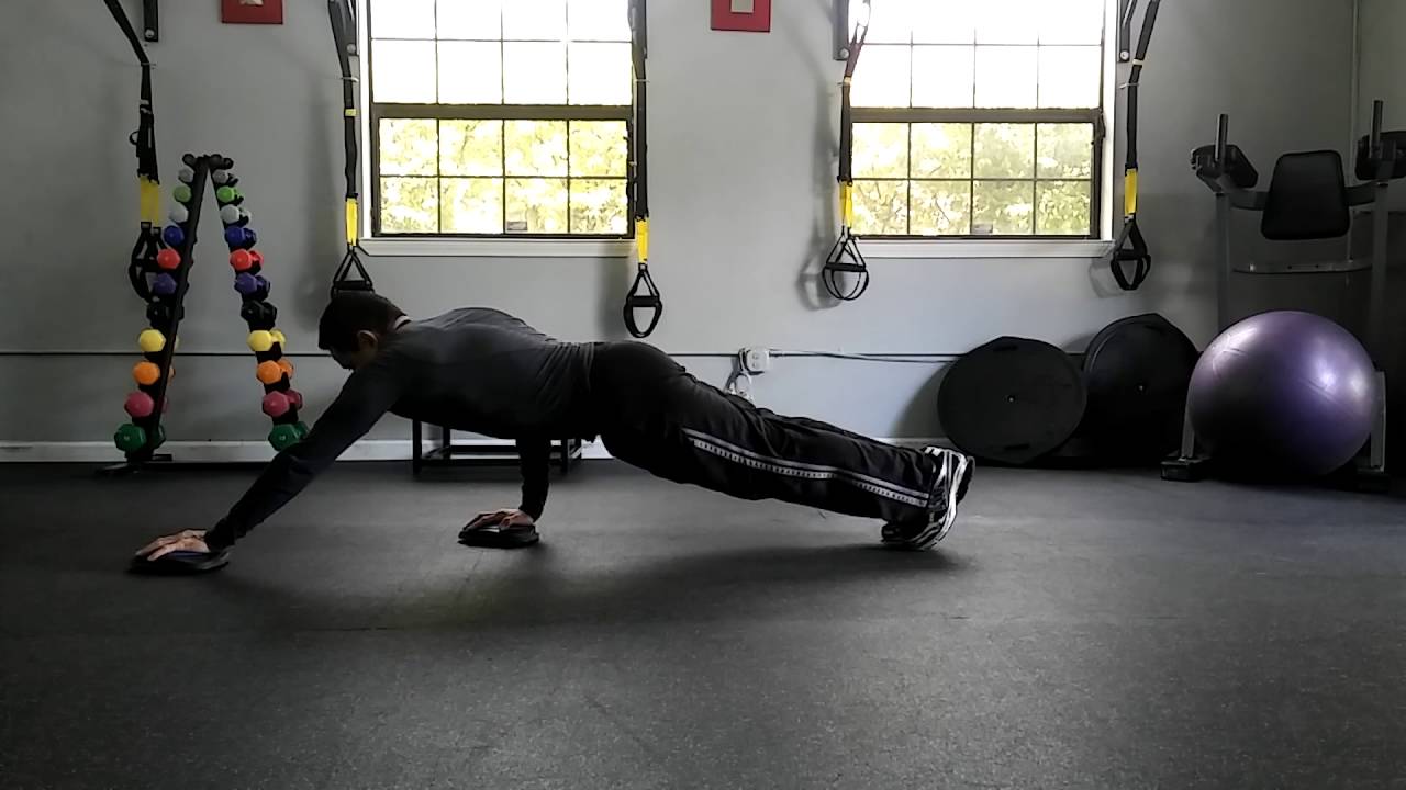 Lvl 4 Strength...Core plank gliders alternating forward and back - YouTube