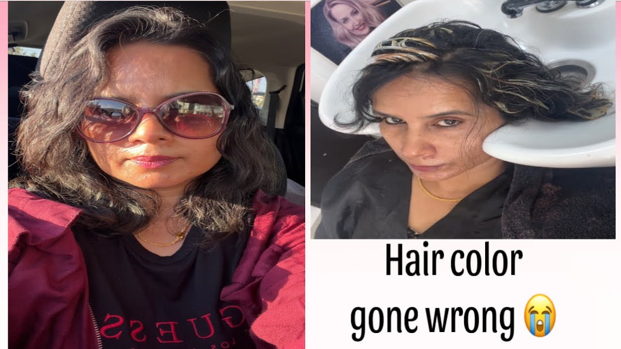 Hair highlights gone wrong 😭😭 i paid and messed up #indianmominmexico #haircut #haircolor #dye ...