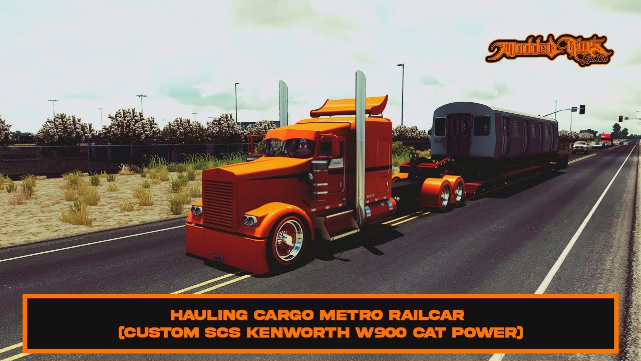 Hauling cargo Metro railcar (Custom SCS Kenworth W900 CAT POWER) - YouTube