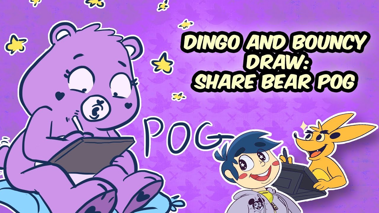 Dingo and Bouncy Draw: Share Bear POG! [Time Lapse Drawing] - YouTube