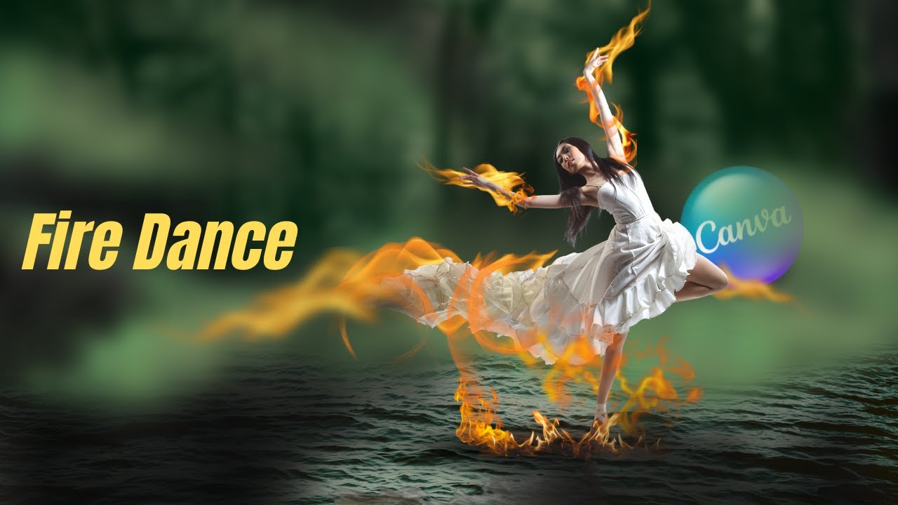 Photo manipulation Fire Effect Lady Dancing on Mystical Lake Canva ...