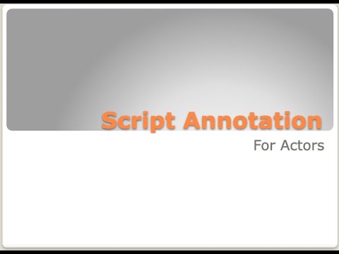Script Annotation for Actors (webinar) - YouTube