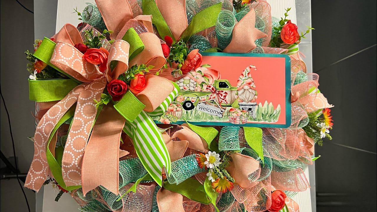 Mint and Peach wreath| Hard Working Mom |How to| Wreath Kit - YouTube