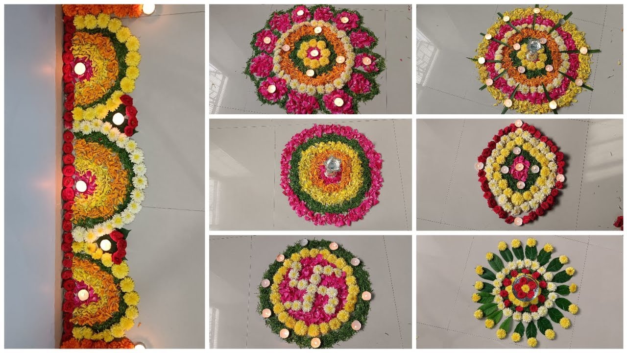7 Diwali Rangoli Decoration Ideas at Home || Beautiful Flower ...