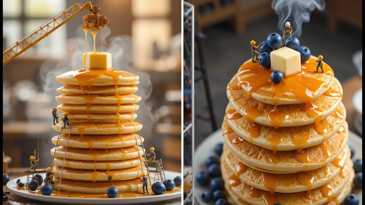 Building the Ultimate Pancake Stack | Pancake Construction Site!" - YouTube