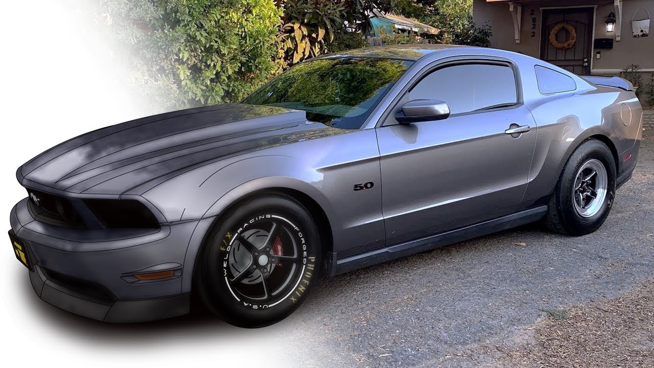 Illustrating/coloring in a 2nd Gen S197 Ford Mustang 5.0 - YouTube