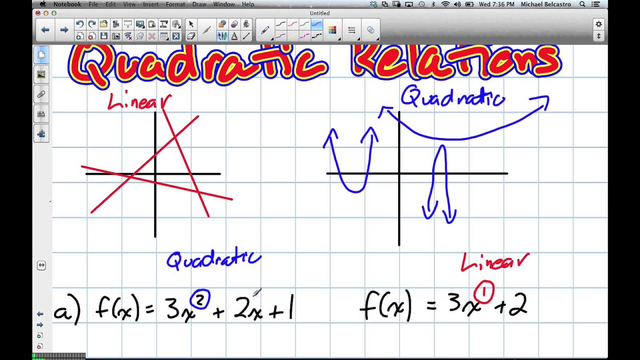 Comparing Linear and Quadratic Relations Grade 11 mixed Lesson 1 2 2 13 ...