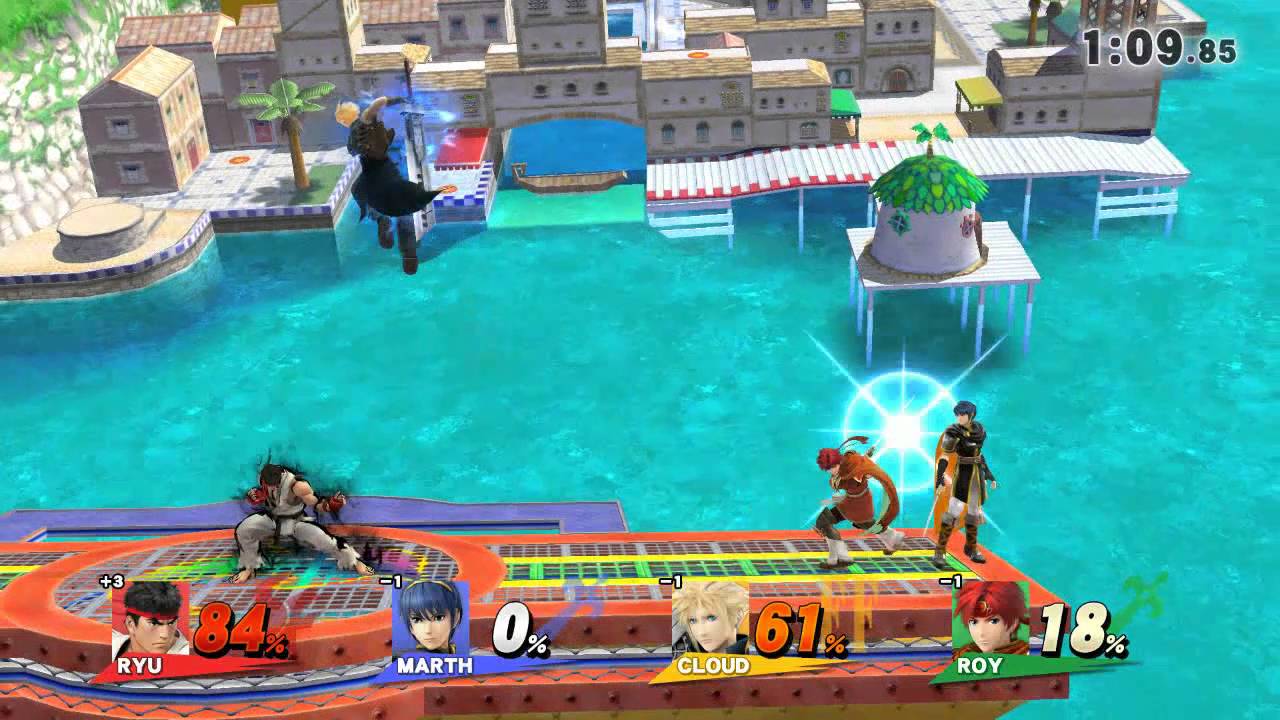 Super Smash Bros Wii U Online Battle Ryu vs. Marth vs. Cloud vs. Roy ...