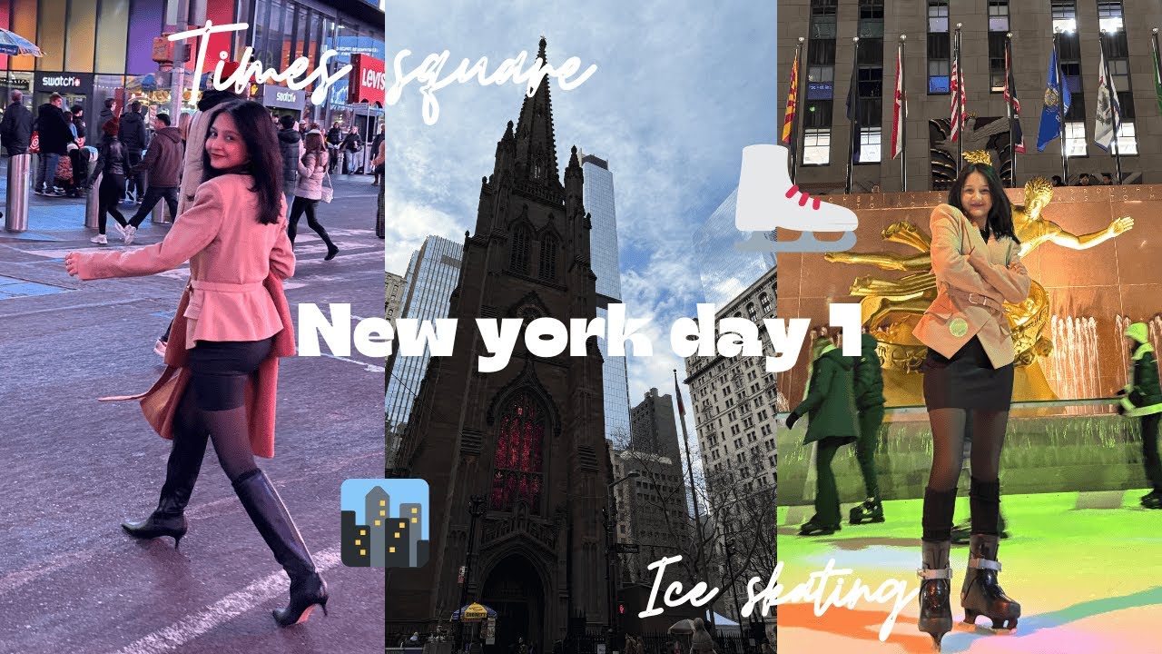 New York Vlog Day 1 😍 Times Square, Ice skating and more.... - YouTube