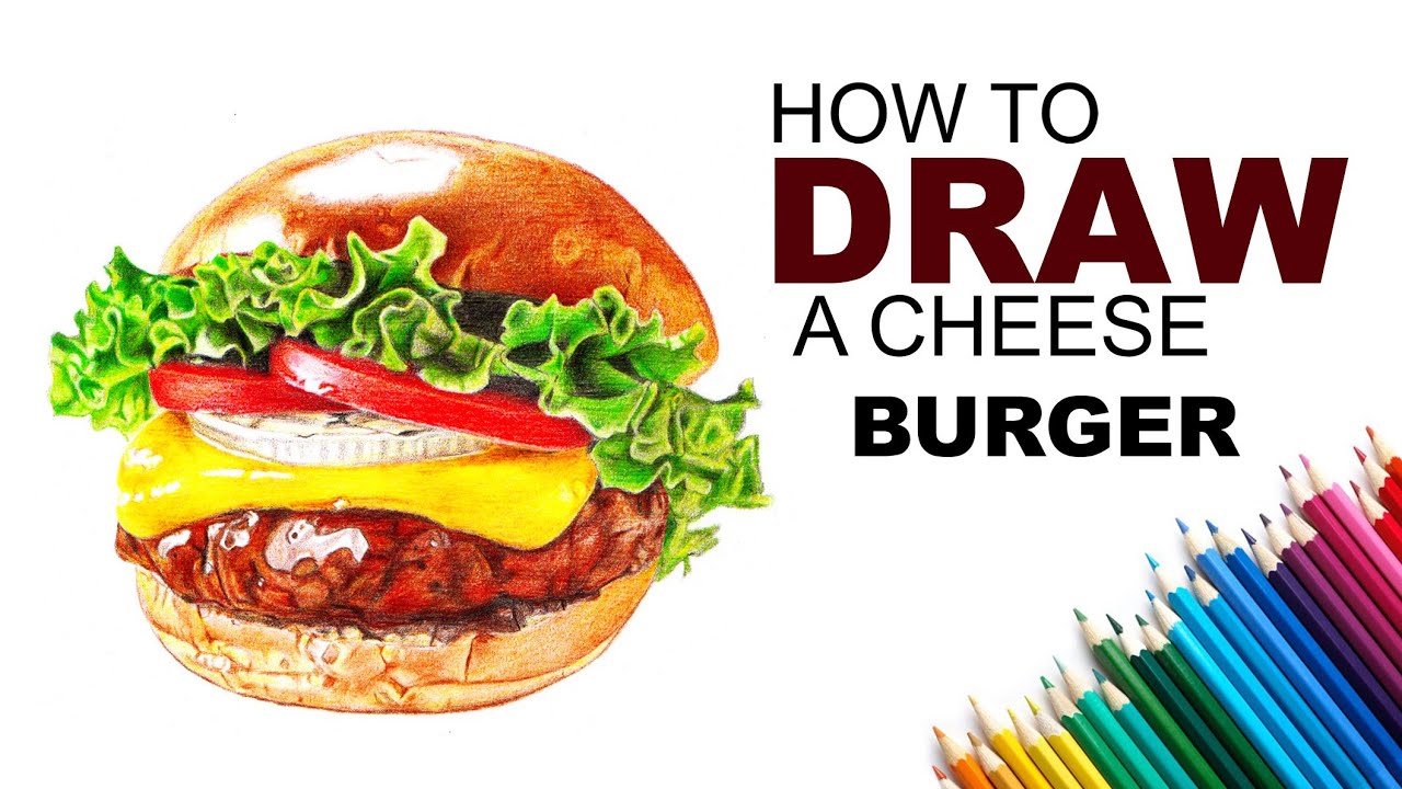 How To Draw a Burger Using Cheap Colour Pencils. - YouTube