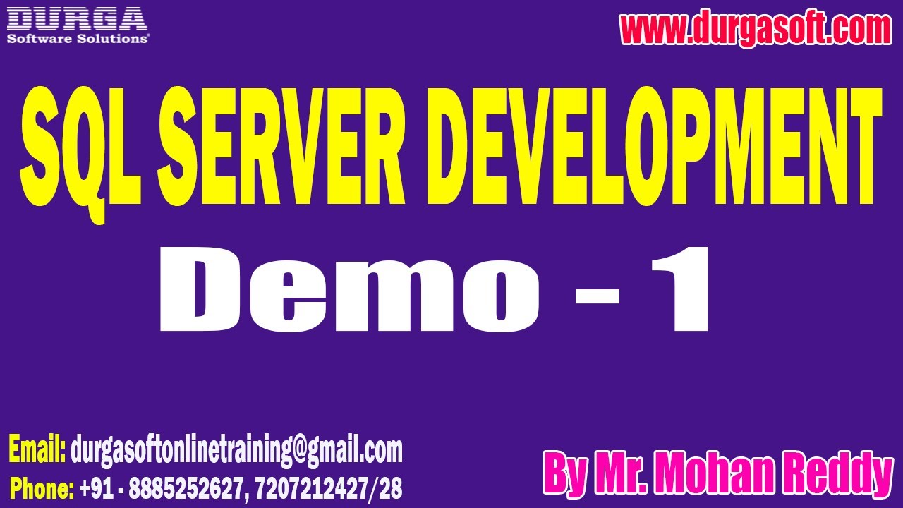 Sql Server Development Tutorials Demo 1 By Mr Mohan Reddy On 03 02 2025 7pm Ist Youtube