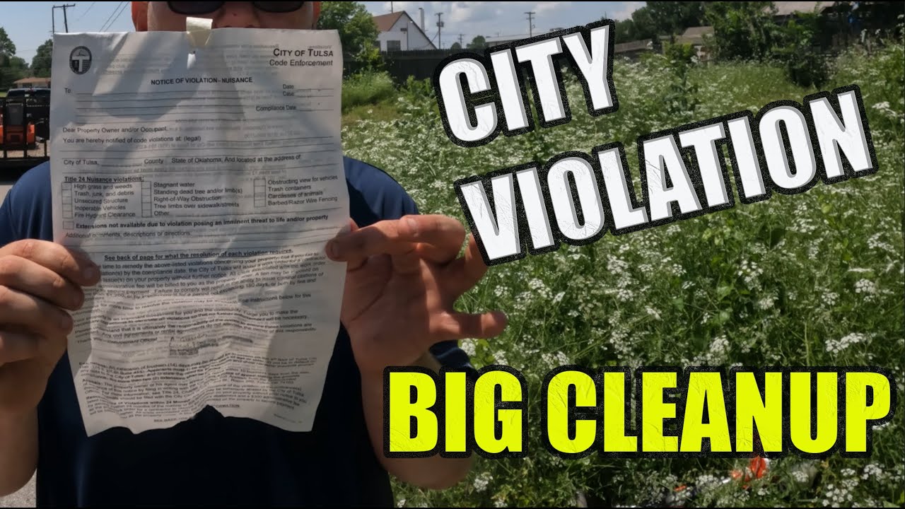 ILLEGAL DUMPING and TALL GRASS city VIOLATION CLEANUP mowing it for ...