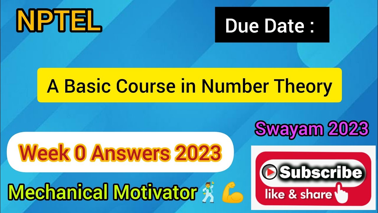 A Basic Course in Number Theory | Week 0 Quiz | Assignment 0 Solution ...