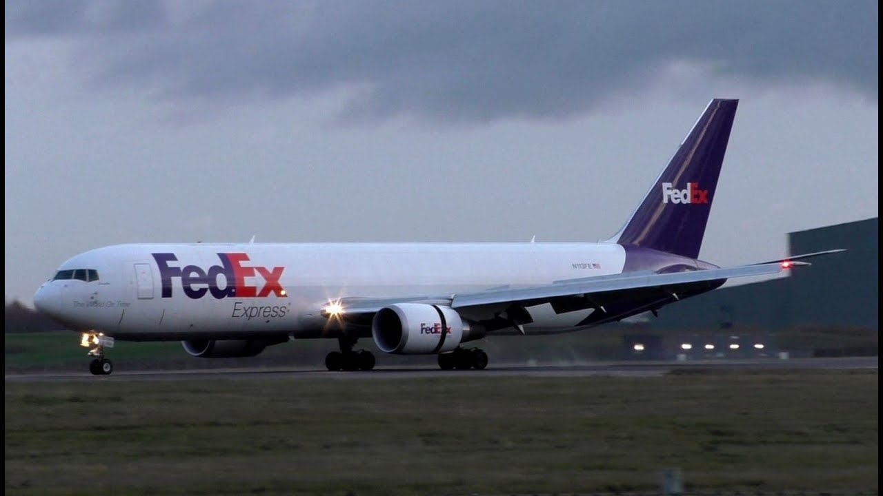 FedEx Boeing 767F Landing at London Stansted Airport - YouTube