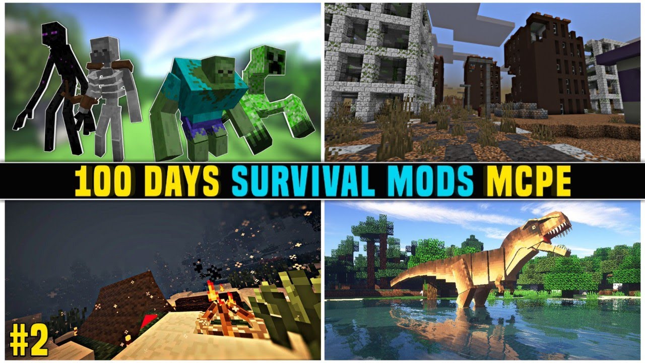 Top 7 Minecraft 100 Days Survival Mods For Minecraft PE || 100 Days ...