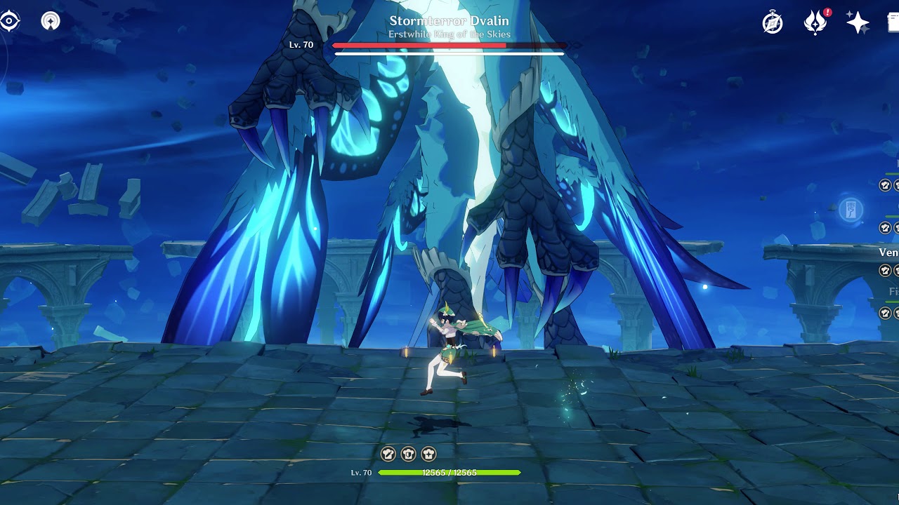 Genshin Impact - Stormterror Dvalin Level 70 Boss Fight [4K60P] - YouTube