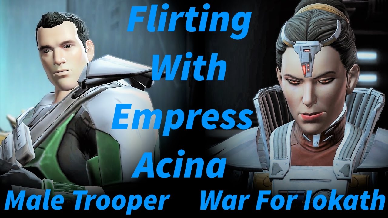 SWTOR War For Iokath - Flirting With Empress Acina (Male Trooper) - YouTube