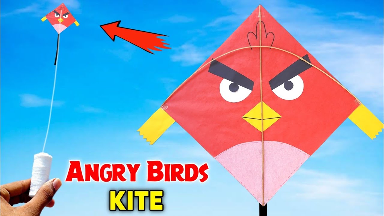 How to make Angry Bird kite | Flying angry bird in the sky | Patang ...