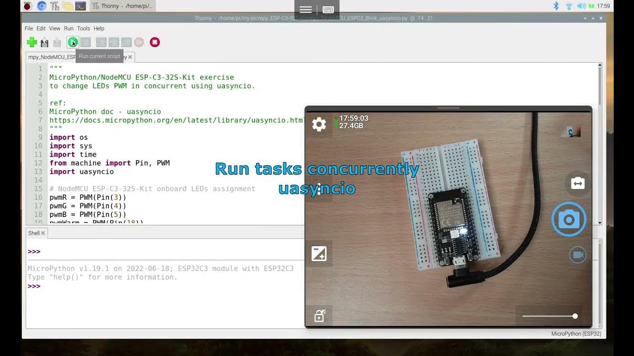 MicroPython run tasks concurrently - uasyncio - YouTube