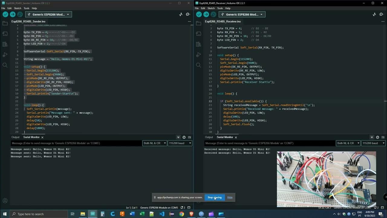 String from an ESP8266 to Another via RS485 - YouTube