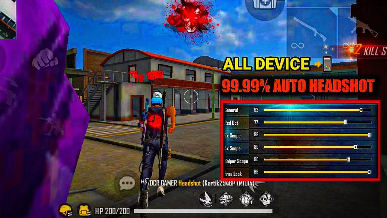 All Devices Headshot 🤫 Settings Free Fire || Auto Headshot Settings ...