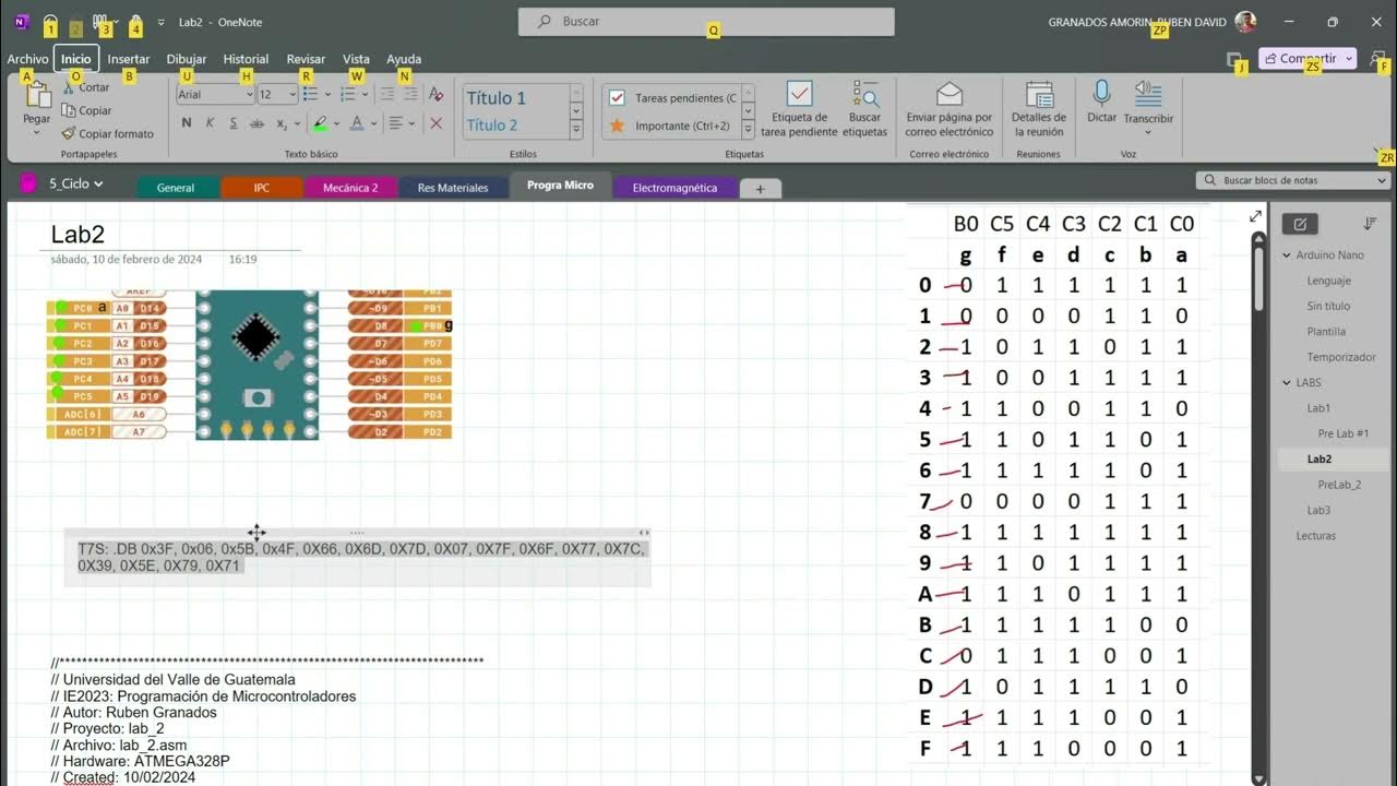 ATMEGA328P ASSEMBLER Microchip Studio/ Timer0 Botones/ Contador binario/ Display 7 seg ...