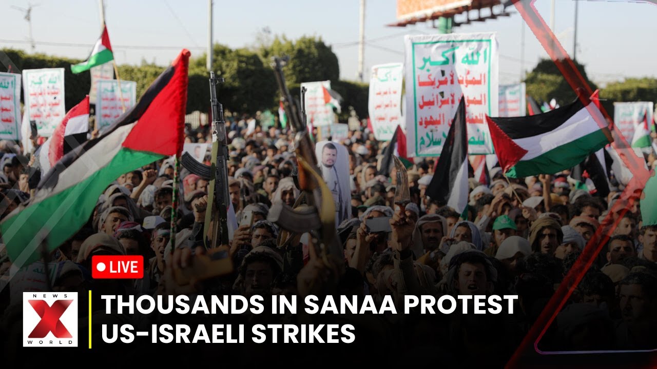 Sanaa Rally LIVE: Thousands Protest US-Israeli Strikes, Stand with Gaza ...