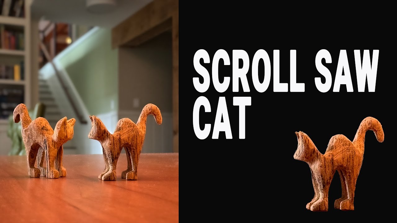 Scroll saw cat. How to carve a cat using compound cut technique. Easy woodworking project - YouTube