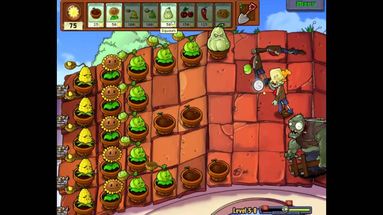 Plants vs. Zombies - first walkthrough - Level 5-8 - YouTube