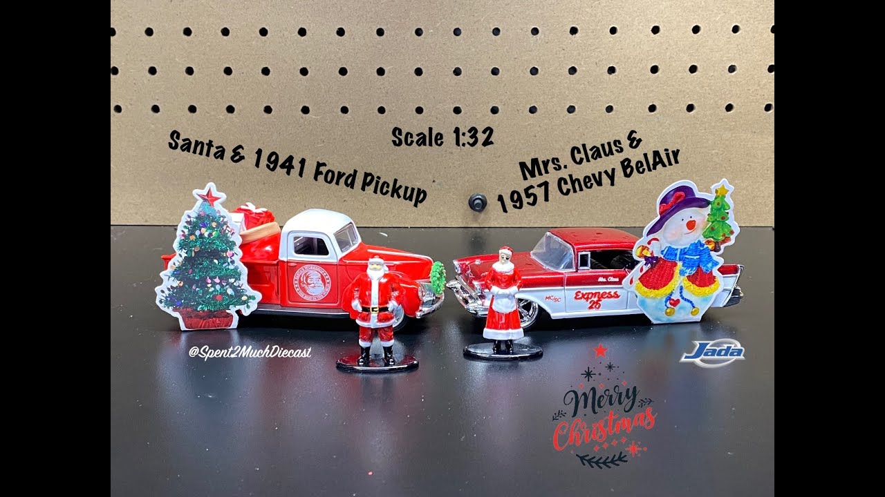Santa & Mrs. Claus w/ Ford Pickup & Chevy BelAir by Jada | Diecast ...