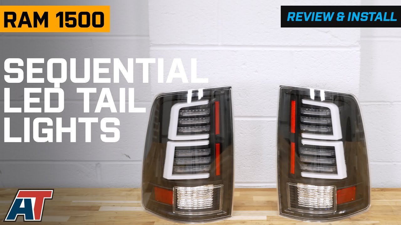 2009-2018 RAM 1500 Sequential LED Tail Lights; Black Housing; Clear Lens Review & Install - YouTube