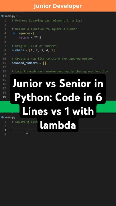 Junior vs Senior in Python: Code in 6 Lines vs 1 with lambda #pythonprogramming #python #coding ...