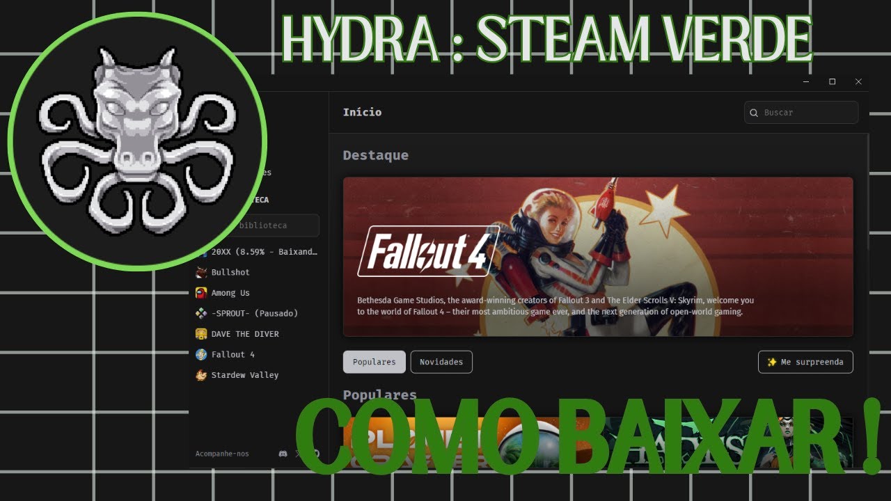 Como baixar e instalar o HYDRA: A "STEAM VERDE"! - YouTube