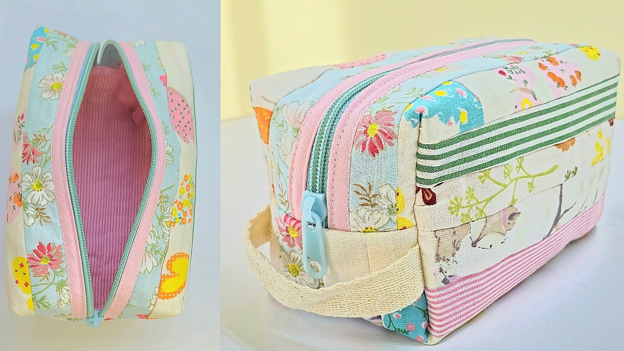 Easy way to make a Zipper Box Pouch | DIY Box | Patchwork bag - YouTube